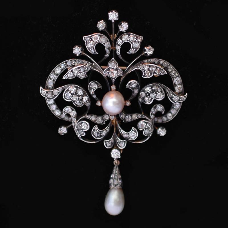 Natural Pearl brooch 1850 - Rocks and Clocks