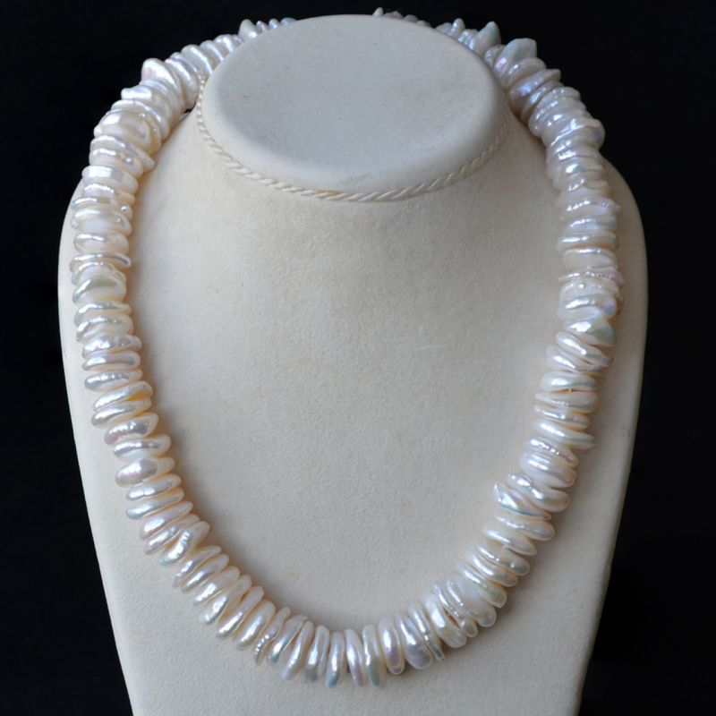 White Keshi Pearl Necklace Rocks And Clocks